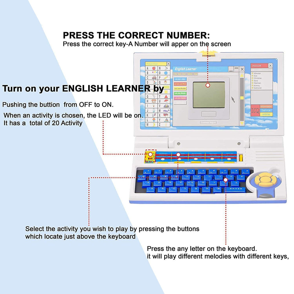 English Learner Educational Laptop Toy – 20 Learning Activities – SALEOMAX
